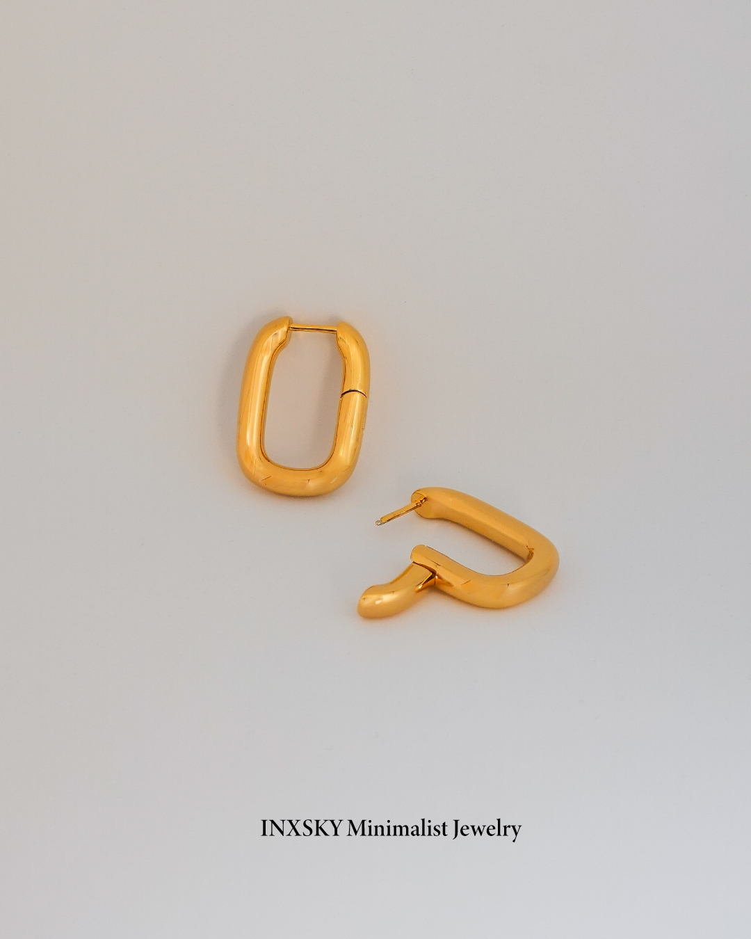 Ivy Gold U-Shaped Hoop Earrings | INXSKY