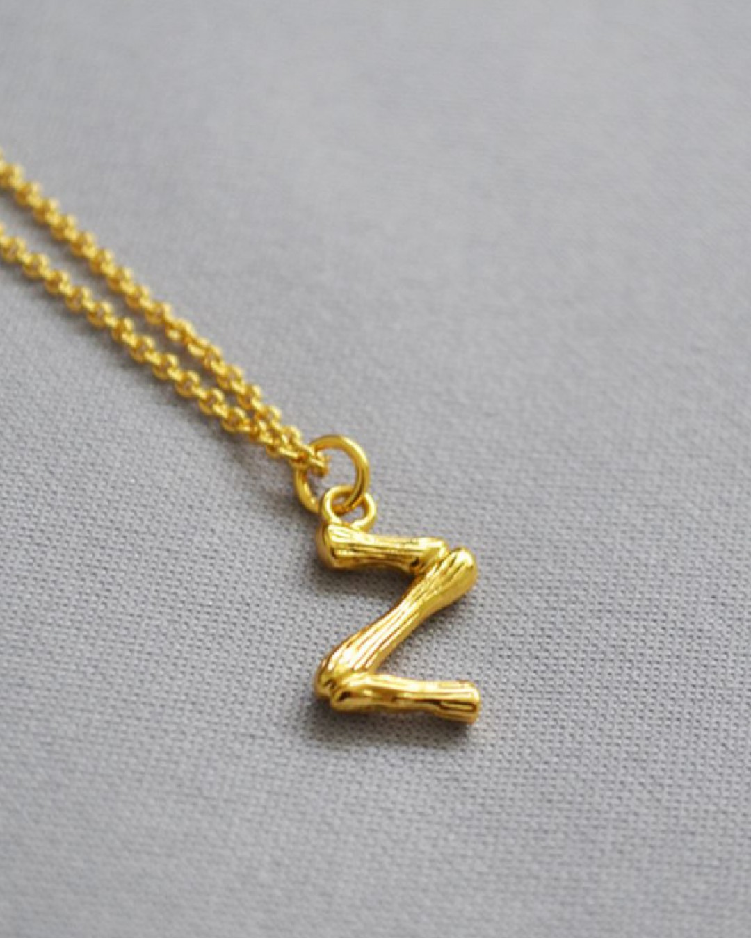 Gold Letter Z Initial Pendant Necklace | INXSKY
