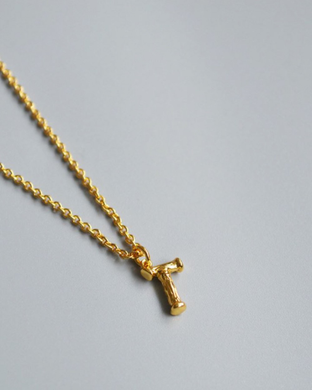 Gold Letter T Initial Pendant Necklace | INXSKY