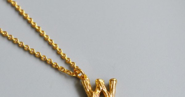 Gold Letter W Initial Pendant Necklace | INXSKY