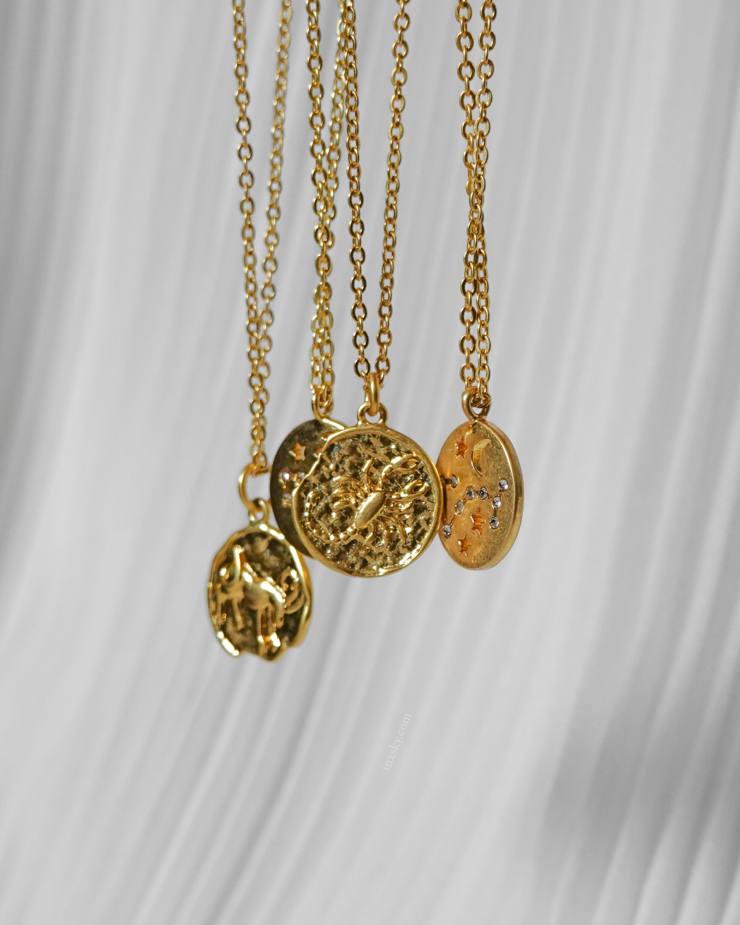 Scorpio Zodiac Sign Coin Pendant Necklace | INXSKY